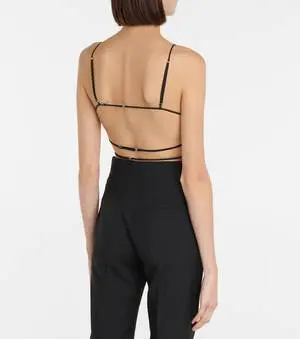 NENSI DOJAKA Tie-trimmed Gabardine Bra - Black
