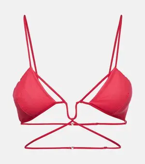 NENSI DOJAKA Tie-trimmed Gabardine Bra - Red