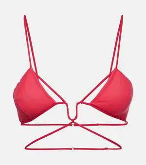 NENSI DOJAKA Tie-trimmed Gabardine Bra - Red