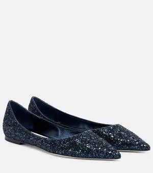 JIMMY CHOO Love Glitter Ballerinas - Blue