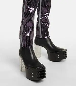 Rick Owens Kiss Embellished Leather Platform Boots In Black - 51