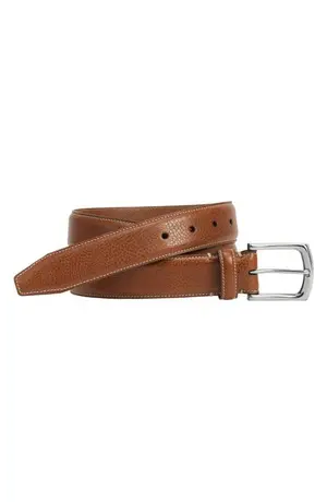 Johnston & Murphy Topstitch Leather Belt - Tan Italian Leather