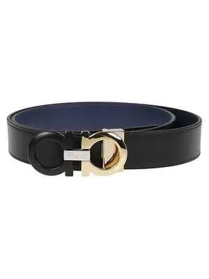 FERRAGAMO Double Adjus Belt Nero/ultramarine