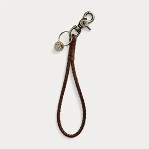 Ralph Lauren Braided Leather Key Fob - Brown/silver