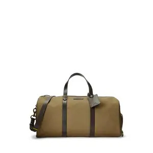 Ralph Lauren Leather-Trim Duffle Khaki/dark Brown