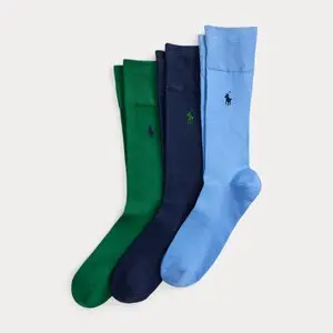 Ralph Lauren Supersoft Trouser Socks 3-pack - Blue/navy/green