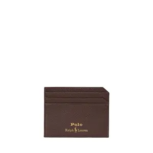 Ralph Lauren Pebbled Leather Card Case - Dark Brown