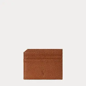 Ralph Lauren Pebbled Leather Card Case Saddle