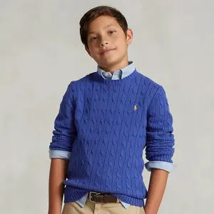 Ralph Lauren Cable-Knit Quarter-Zip Sweater Graphic Royal