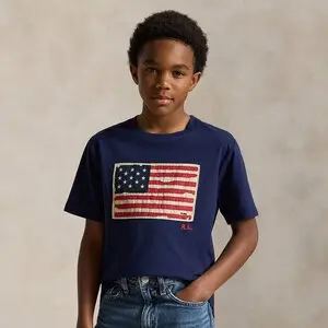 Ralph Lauren Flag Cotton Jersey Tee - Cruise Navy