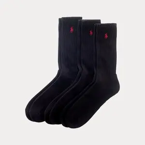 Ralph Lauren Cotton-blend Crew Socks 3 Pack - Black