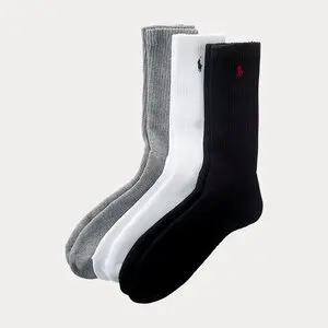 Ralph Lauren Cotton-blend Crew Socks 3 Pack - Black/grey/white
