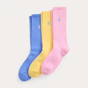 Ralph Lauren Ralph Lauren Cotton-Blend Crew Socks - 3 Pack Pink, Yellow, Blue