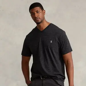 Ralph Lauren Jersey V-neck T-shirt Black Marl Heather