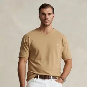 Ralph Lauren Jersey V-neck T-shirt Cafe Tan