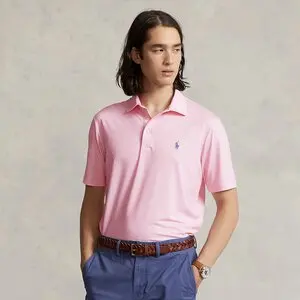 Ralph Lauren Classic Fit Performance Polo Shirt Carmel Pink Preppy Dot