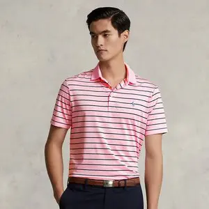 Ralph Lauren Classic Fit Performance Polo Shirt Carmel Pink/french Navy