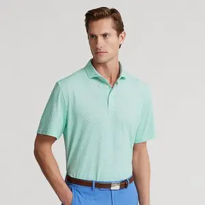 Ralph Lauren Classic Fit Performance Polo Shirt Floral Geo Island Aqua