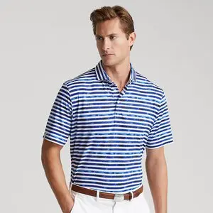 Ralph Lauren Classic Fit Performance Polo Shirt Painted Blue Stripe