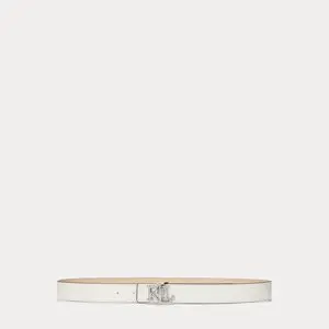 Ralph Lauren Logo Reversible Leather Belt - Soft White / Sand Dune