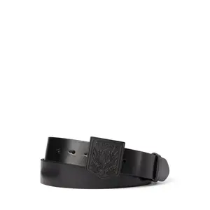 Ralph Lauren Ralph Lauren Shield-Buckle Leather Belt Black On Black