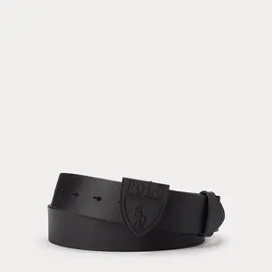 Ralph Lauren Shield-buckle Leather Belt - Black