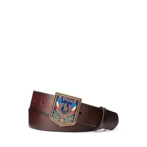 Ralph Lauren Ralph Lauren Shield-Buckle Leather Belt Brown