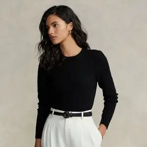 Ralph Lauren Iconic Cable-Knit Cashmere Sweater Black