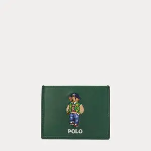 Ralph Lauren Polo Bear Leather Card Case Moss Agate