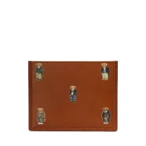 Ralph Lauren Polo Bear Leather Card Case - Tan