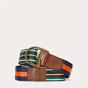 Ralph Lauren Leather-Trim Striped Belt Multi