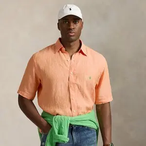 Ralph Lauren Linen Shirt Orange/white