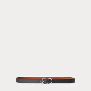 Ralph Lauren Reversible Crosshatch Leather Belt - Black/lauren Tan