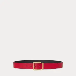 Ralph Lauren Ralph Lauren Reversible Crosshatch Leather Belt Festive Red/black