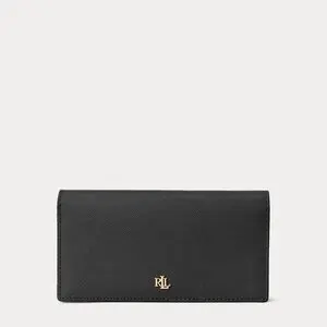 Ralph Lauren Crosshatch Leather Slim Wallet - Black