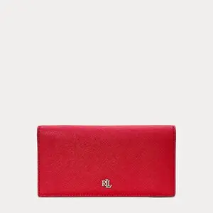 Ralph Lauren Crosshatch Leather Slim Wallet Festive Red