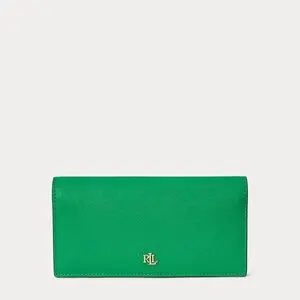 Ralph Lauren Crosshatch Leather Slim Wallet - Green Topaz