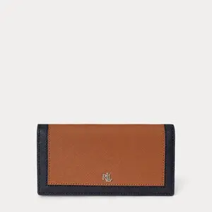 Ralph Lauren Crosshatch Leather Slim Wallet - Lauren Tan/lauren Navy