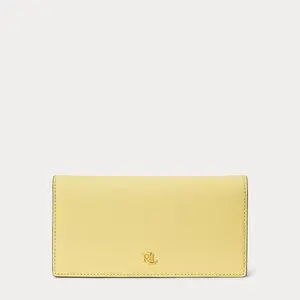 Ralph Lauren Crosshatch Leather Slim Wallet - Lemon Sorbet