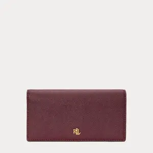 Ralph Lauren Crosshatch Leather Slim Wallet Pinot Noir