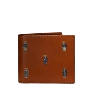 Ralph Lauren Polo Bear Leather Billfold Wallet Tan