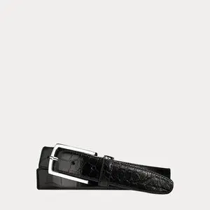 Ralph Lauren Alligator Belt With Sterling Buckle - Black