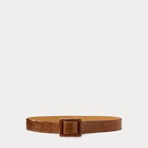 Ralph Lauren Trench Buckle Alligator Belt - Honey