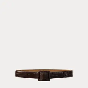 Ralph Lauren Trench Buckle Alligator Belt - Rl Brown
