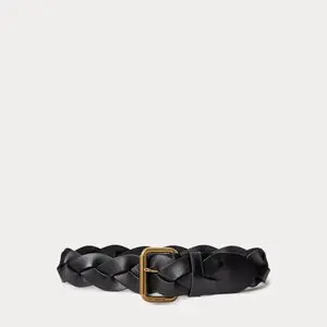Ralph Lauren Braided Vachetta Leather Belt - Black