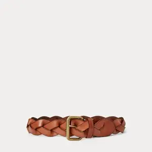 Ralph Lauren Braided Vachetta Leather Belt - Tan
