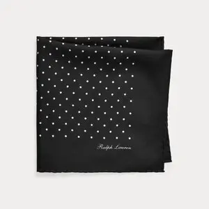 Ralph Lauren Polka-dot Silk Foulard Pocket Square - Black