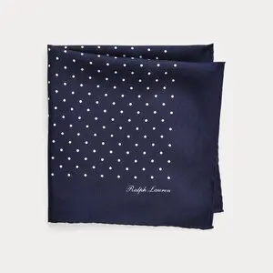 Ralph Lauren Polka-dot Silk Foulard Pocket Square - Navy