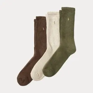 Ralph Lauren Crew Socks 3 Pack - Olive Assorted