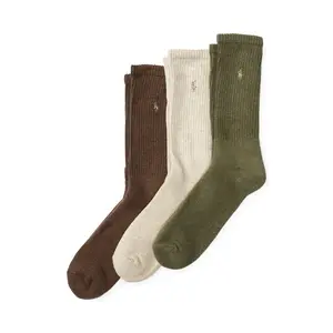 Ralph Lauren Crew Socks 3 Pack - Olive Assorted